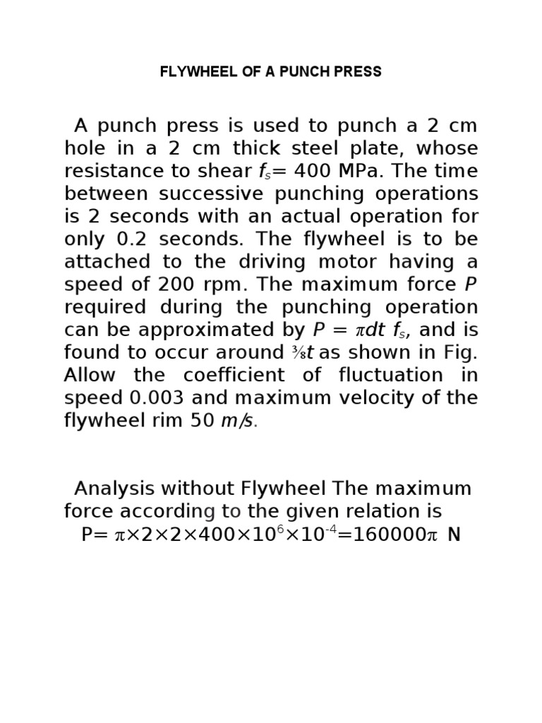 Punch Press Flywheel Mechanics | PDF