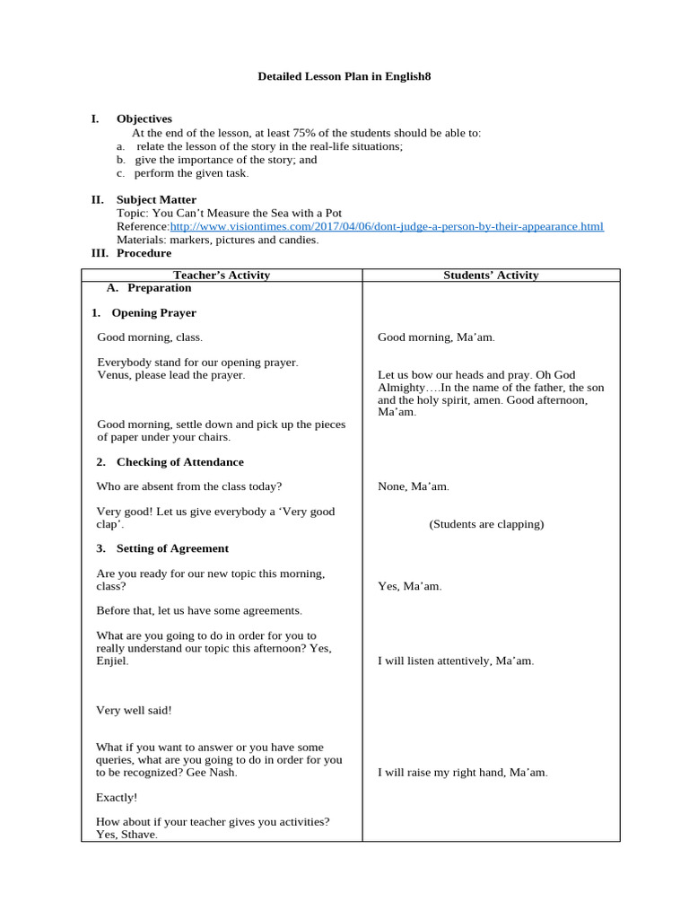 Detailed Lesson Plan in English 8 II | PDF