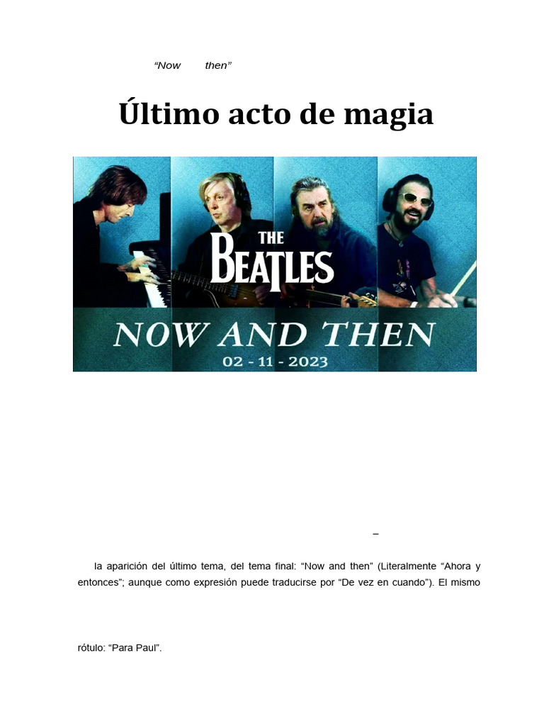 The Beatles Ultimo Acto de Magia Now and Then Bernardo Suarez | PDF ...