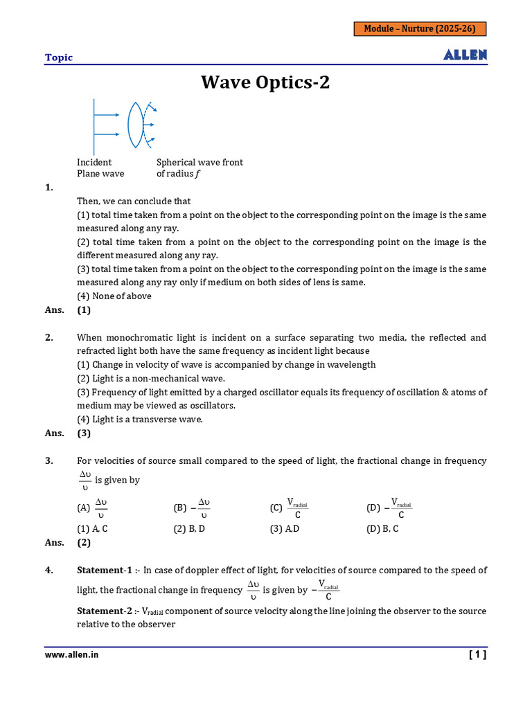 Assignment Question - 2 | PDF | Waves | Light