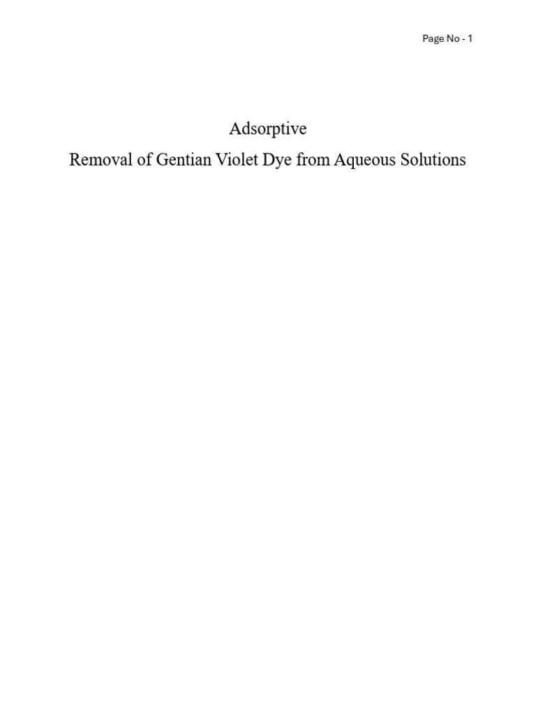 Adsorptive Removal of Gentian Violet Dye | PDF | Spectrophotometry ...