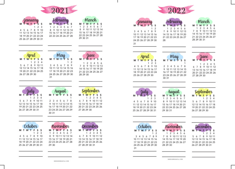 Monthly Calendar Overview 2021-2022 | PDF