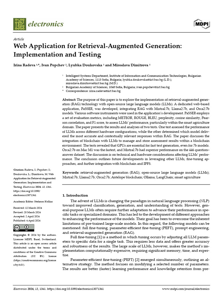 Web Application for Retrieval-Augmented Generation: Implementation and ...