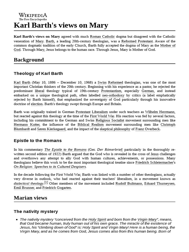 Karl Barth's Views On Mary | PDF | Abrahamic Religions | Christian ...