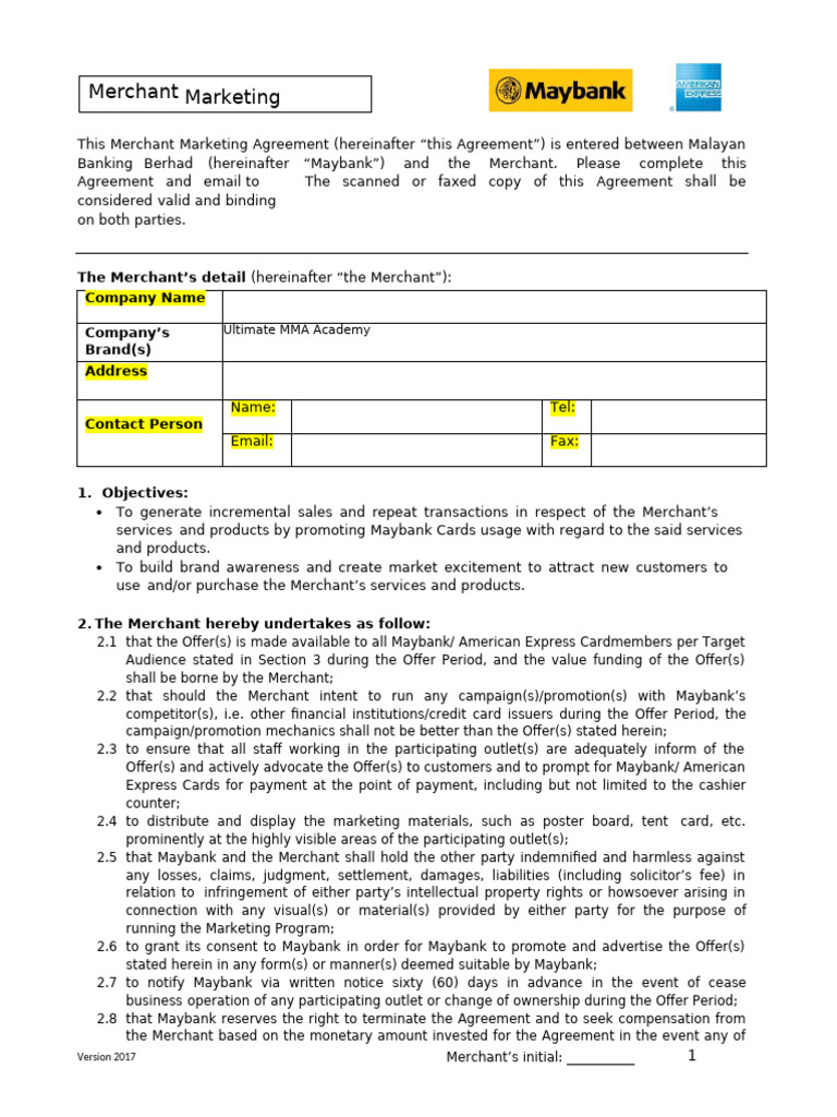 Merchant Marketing Agreement (NEW) - Latest - Ultimate MMA Academy ...