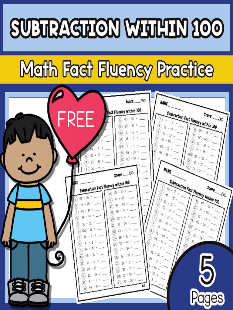 FreelMathFactFluencySubtractionWithin100Worksheets2ndGrade 1 | PDF