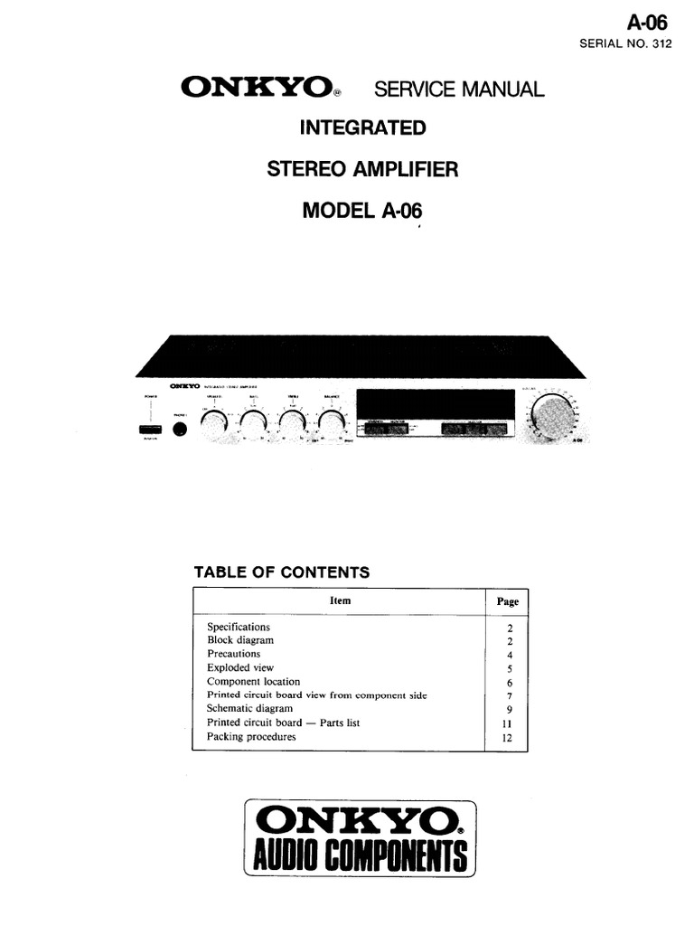 Onkyo A06 Service Manual | PDF