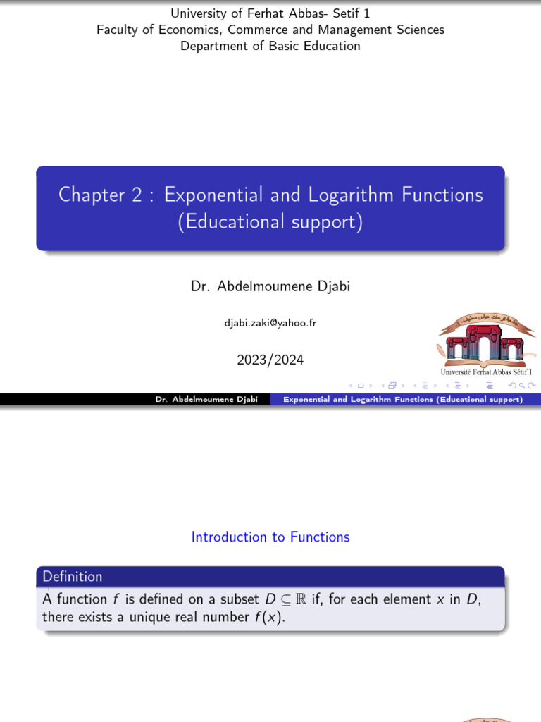 Djabi-Ch2-for students | PDF | Exponential Function | Function (Mathematics)