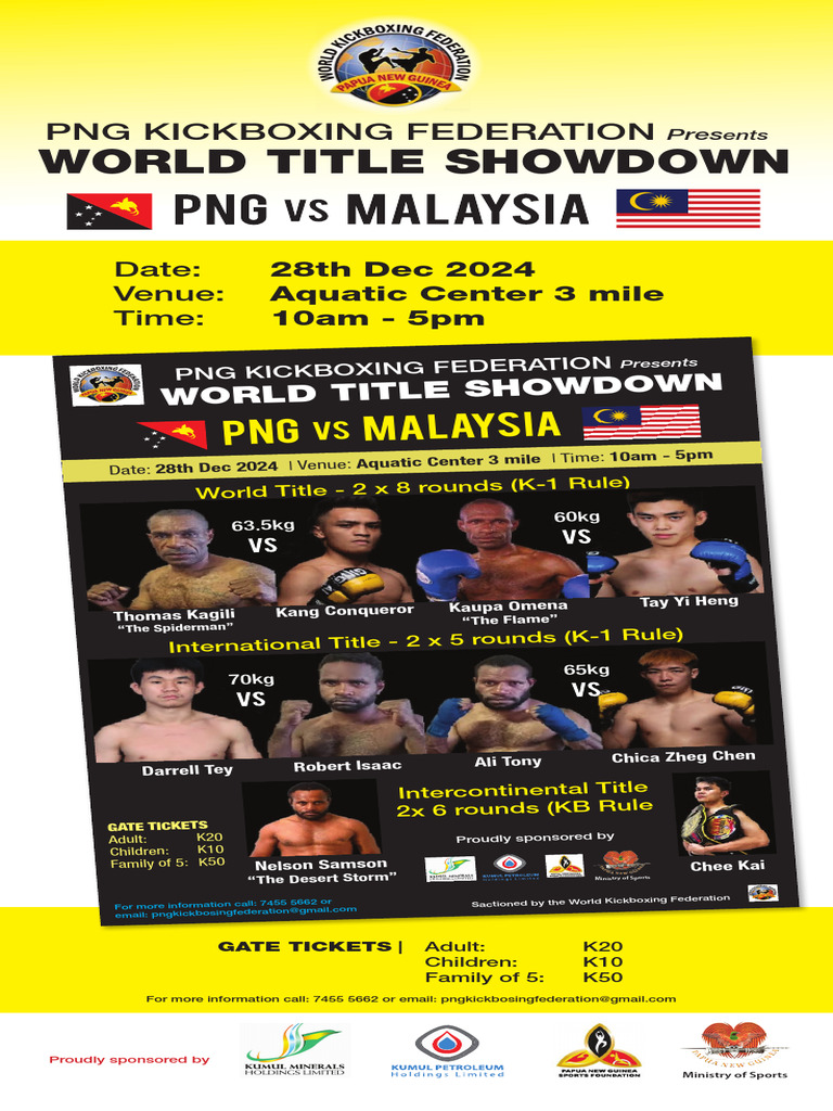 PNG vs Malaysia Kickboxing Title Fight | PDF