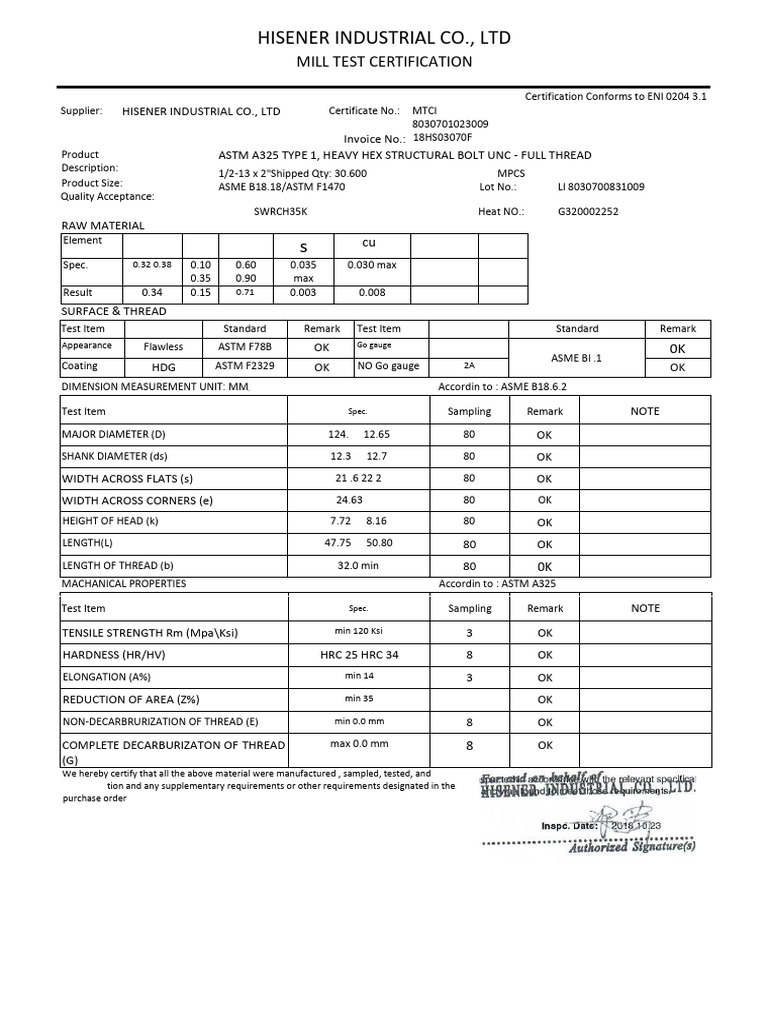 540398267-Perno-Hex-Unc-Astm-1 | PDF | Screw | Building Engineering