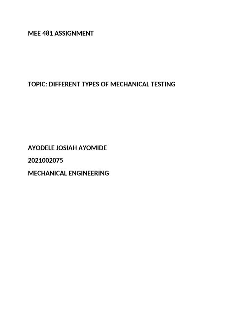 Term Paper On Different Types of Mechanical Testing | PDF | Hardness ...