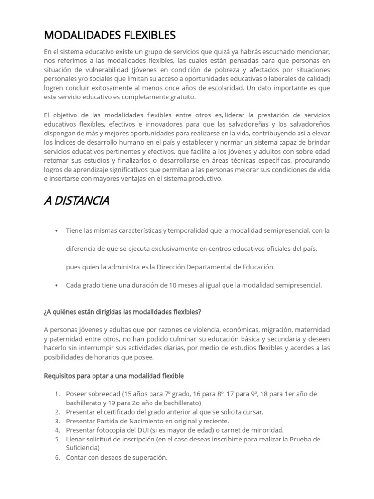 Modalidades Flexibles en Educación | PDF