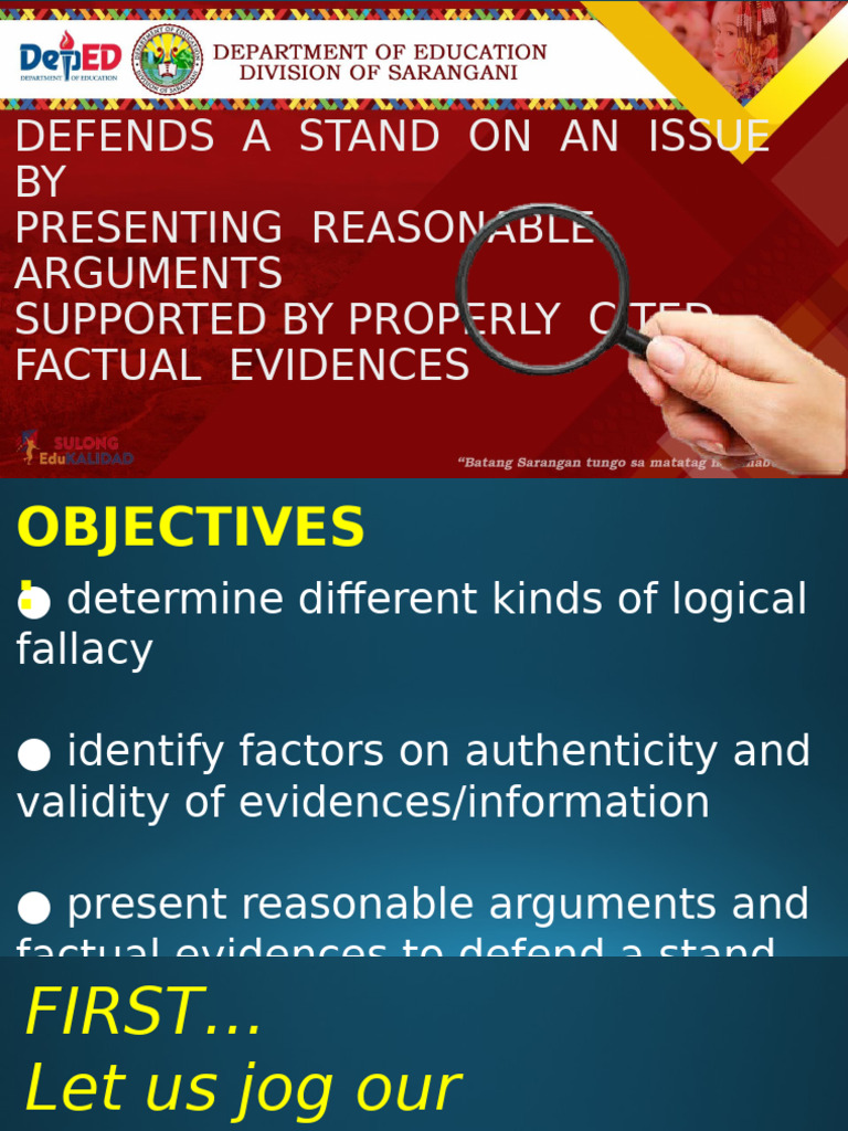 Defending Arguments with Evidence | PDF | Argument | Fallacy