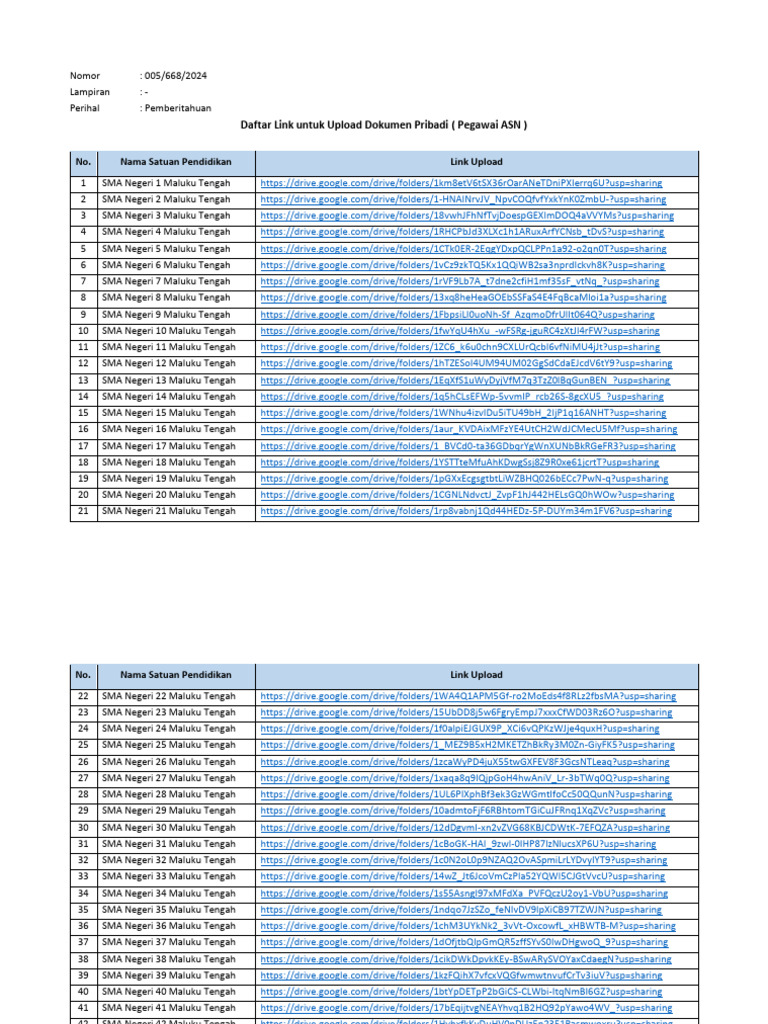 Daftar Link Upload Berkas | PDF