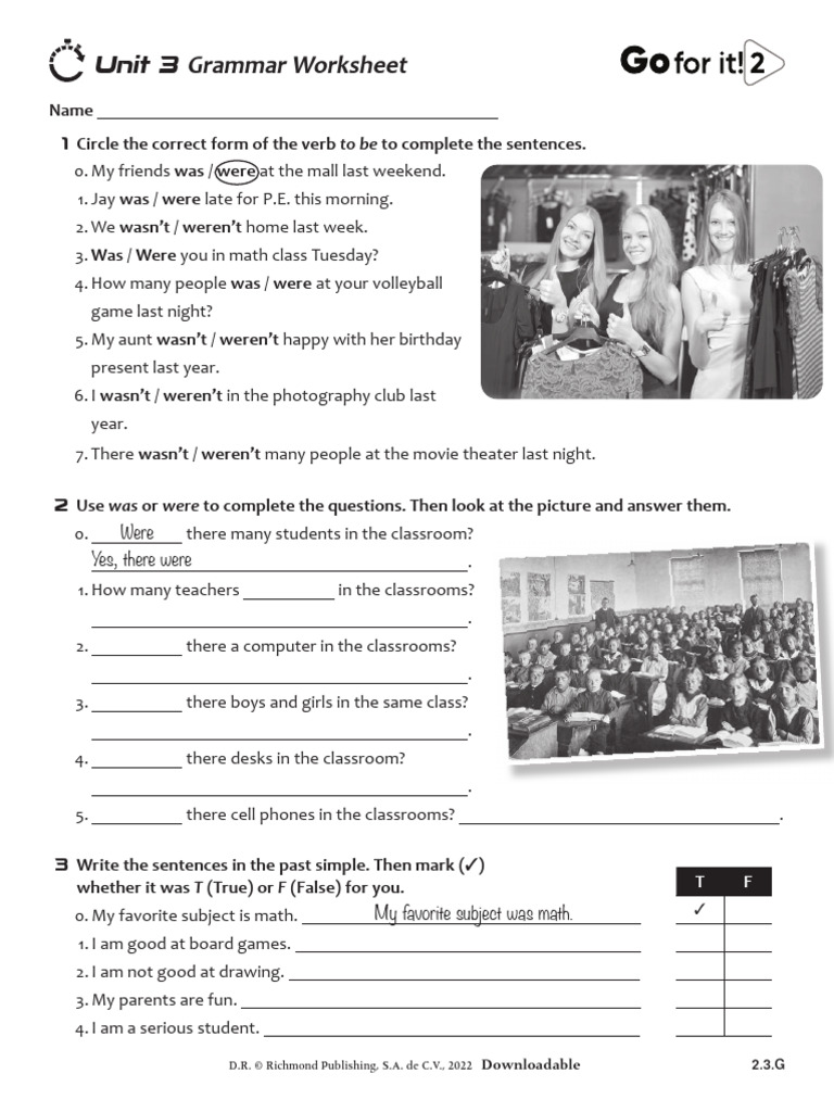 WAS WERE GRAMMAR | PDF