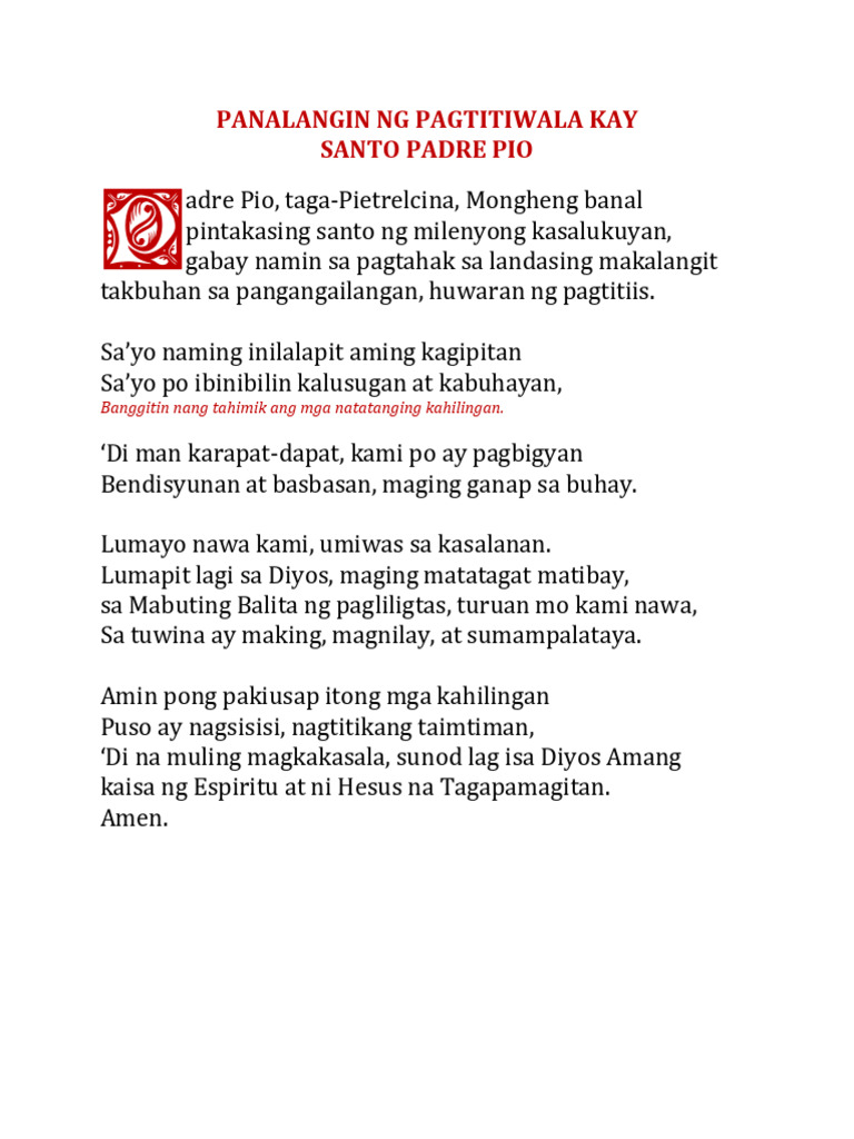 Liturgy 101 Padre Pio Prayer | PDF