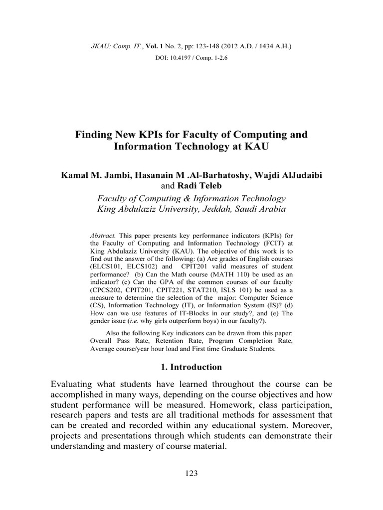 Finding New KPIs For Faculty of Computing and Information Technology at ...