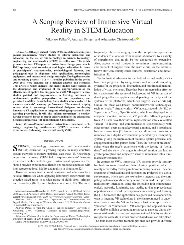 Immersive VR in STEM Education Review | PDF | Virtual Reality | Learning