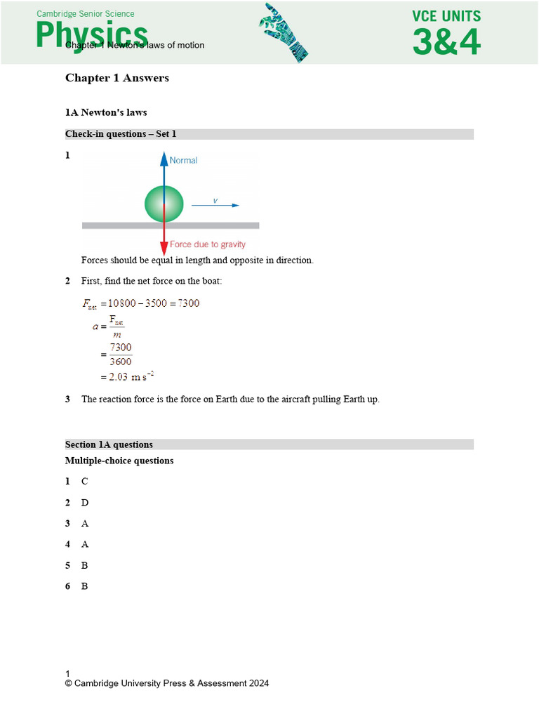 2023-cambridge-units-3-4-solutions | PDF | Force | Gravity