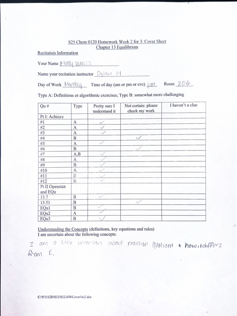 Chem HW Week 2 For 3 | PDF