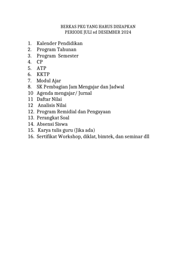 BERKAS PKG 2024 | PDF