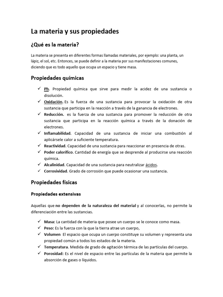 La Materia y Sus Propiedades | PDF | Importar | Sustancias químicas