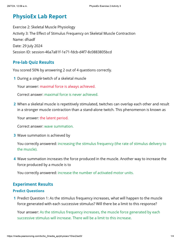 PhysioEx Exercise 2 Activity 3 Prueba | PDF | Muscle Contraction ...
