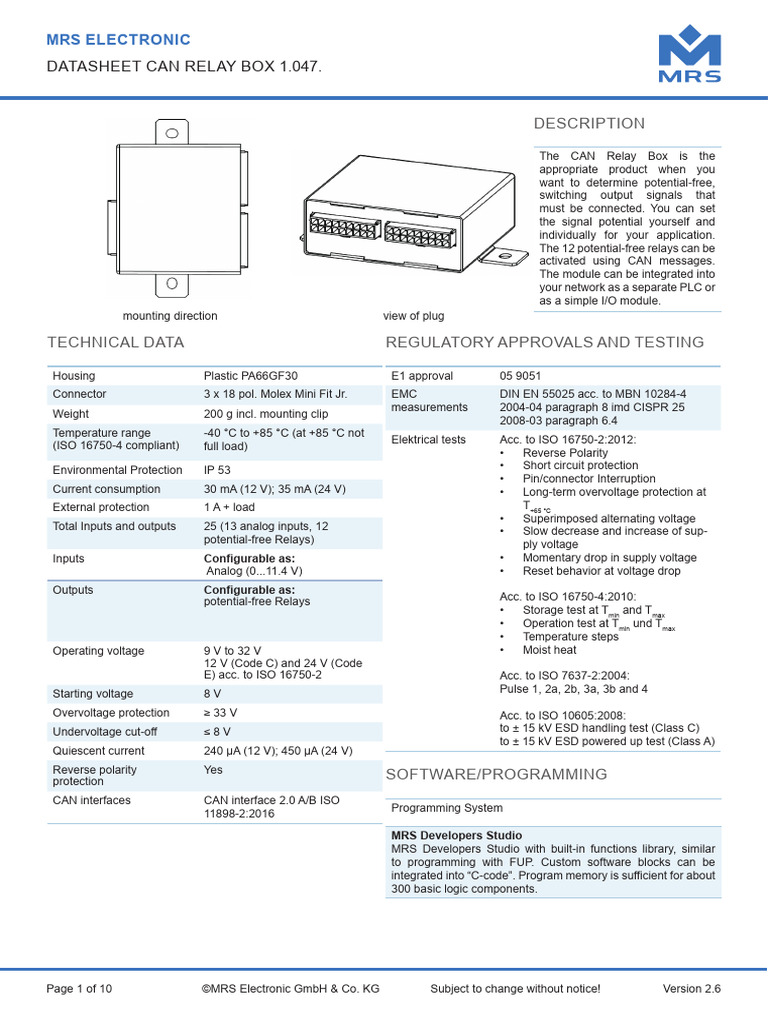 1_047_Datenblatt_CAN_Relay_Box_EN | PDF | Relay | Switch