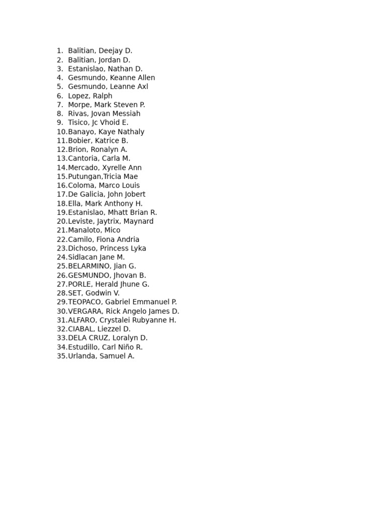Student Names List and Details | PDF
