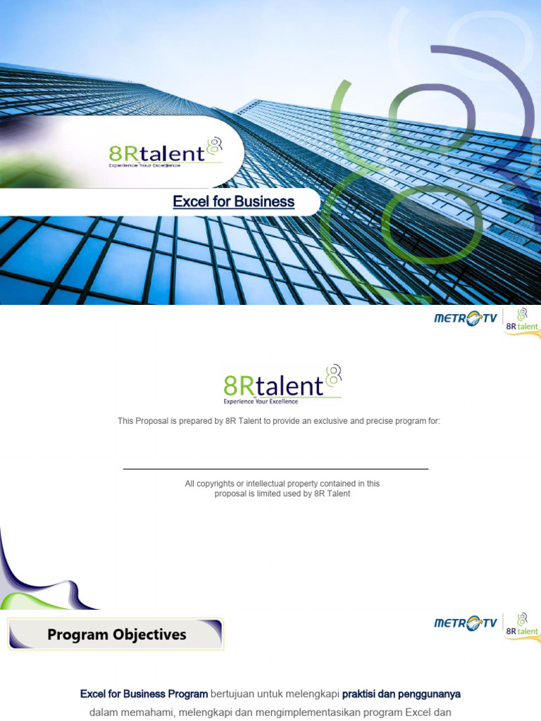 Business Proposal - 8R Talent - Excel For Business | PDF