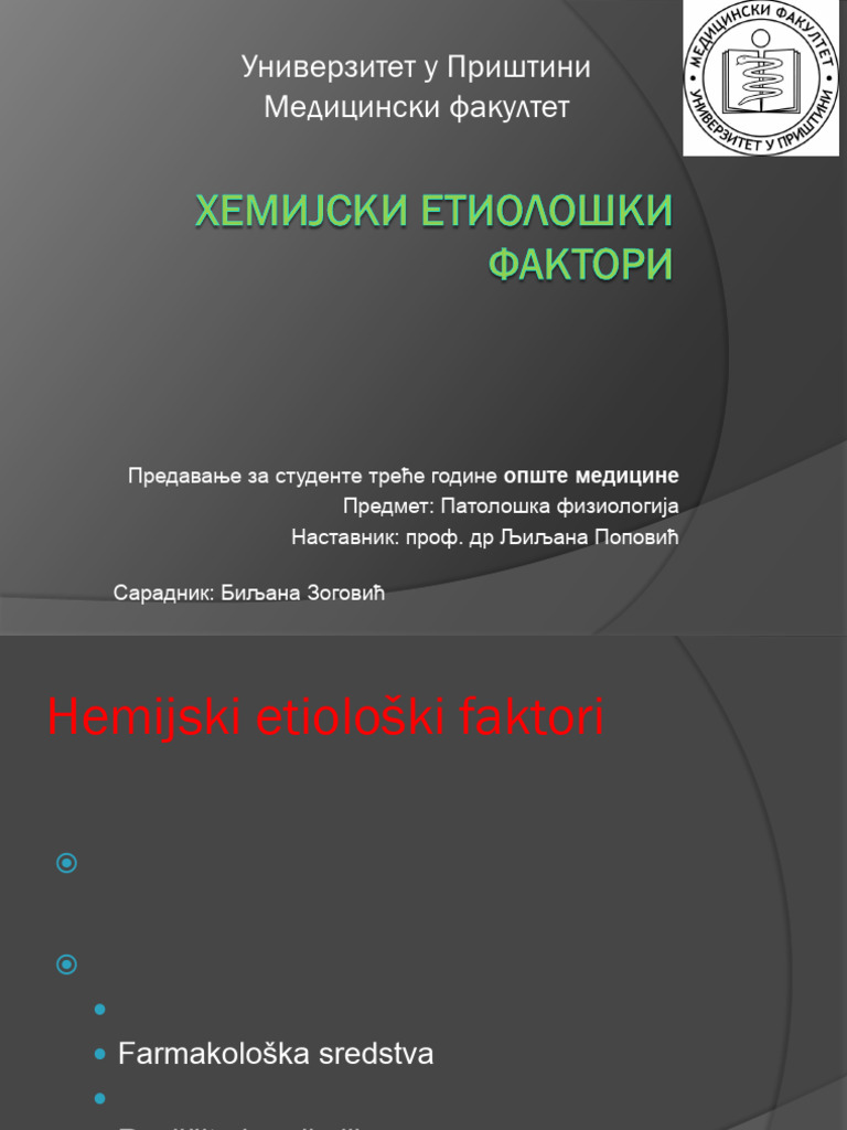 1 Hemijski Etioloski Faktori | PDF