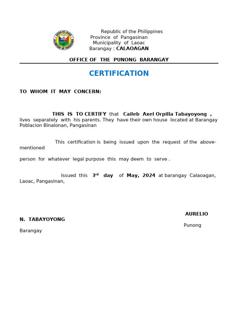 Certification | PDF | Philippines