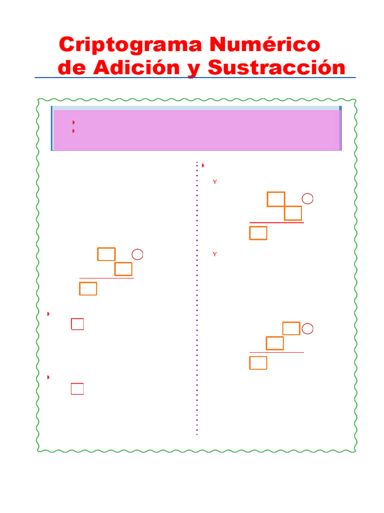 Criptograma de Adición y Sustracción.. | PDF | Sustracción | Aritmética