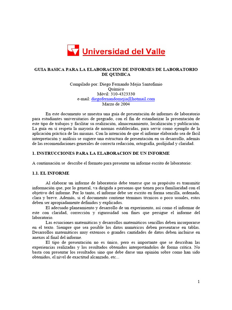 Guia Basica para La Elaboracion de Informes de Laboratorio | PDF | Experimentar | Datos