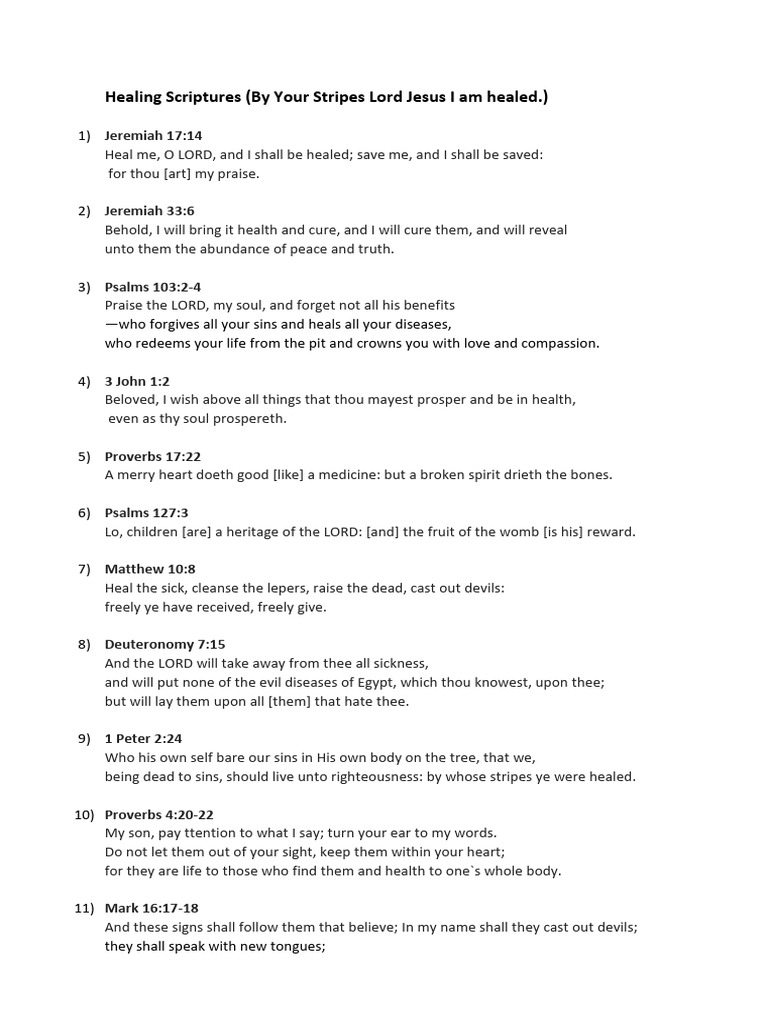 Healing Scriptures (John Hagee) | PDF | Jesus | Sin