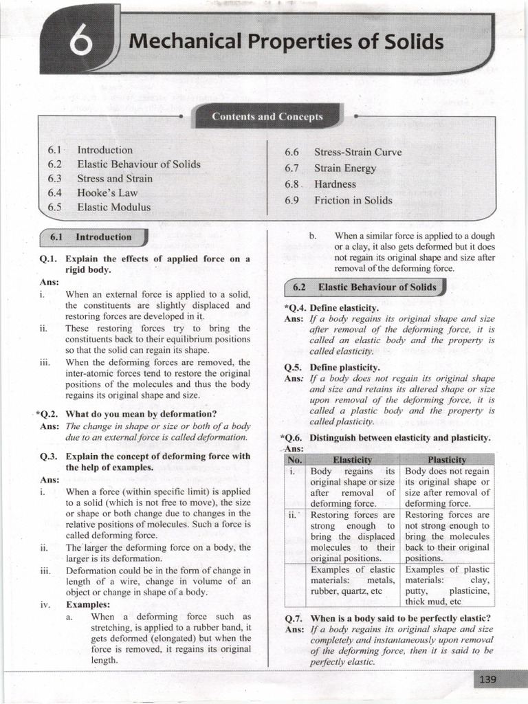 6. Mechanical Properties of Solids | PDF | Elasticity (Physics) | Young's Modulus