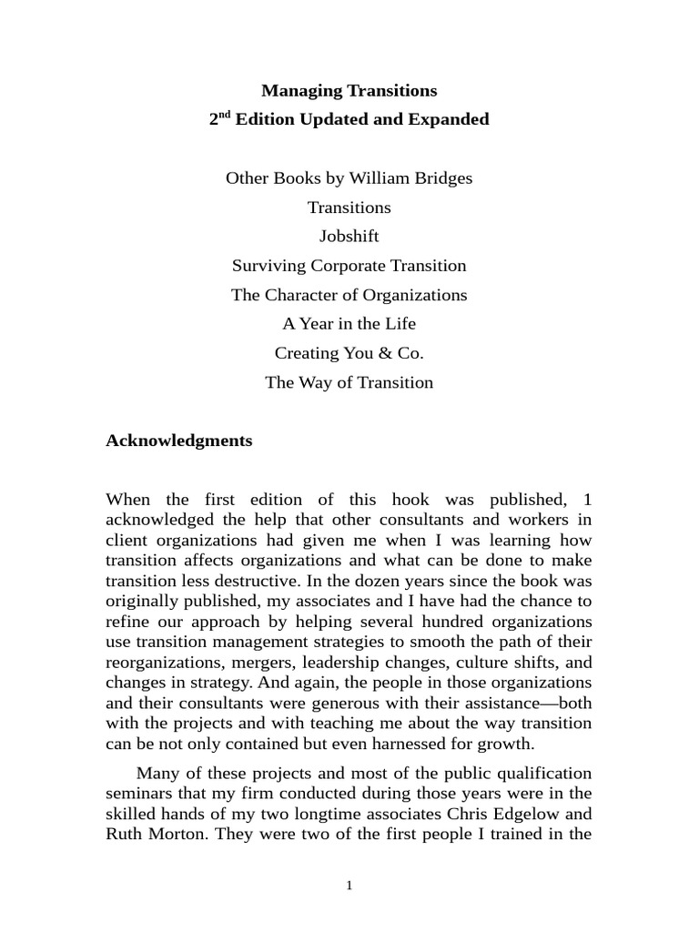 Managing Transitions in Organizations | PDF