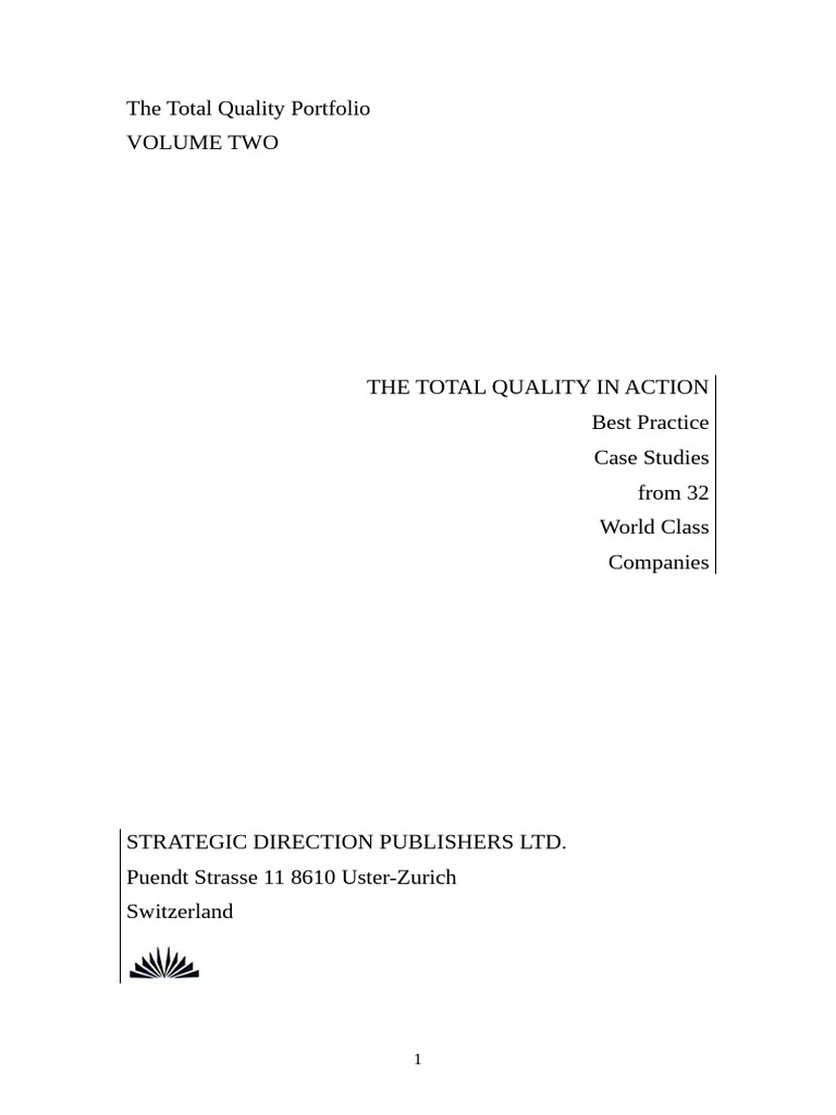 The Total Quality Portfolio Volume Two | PDF | Leadership | Communication