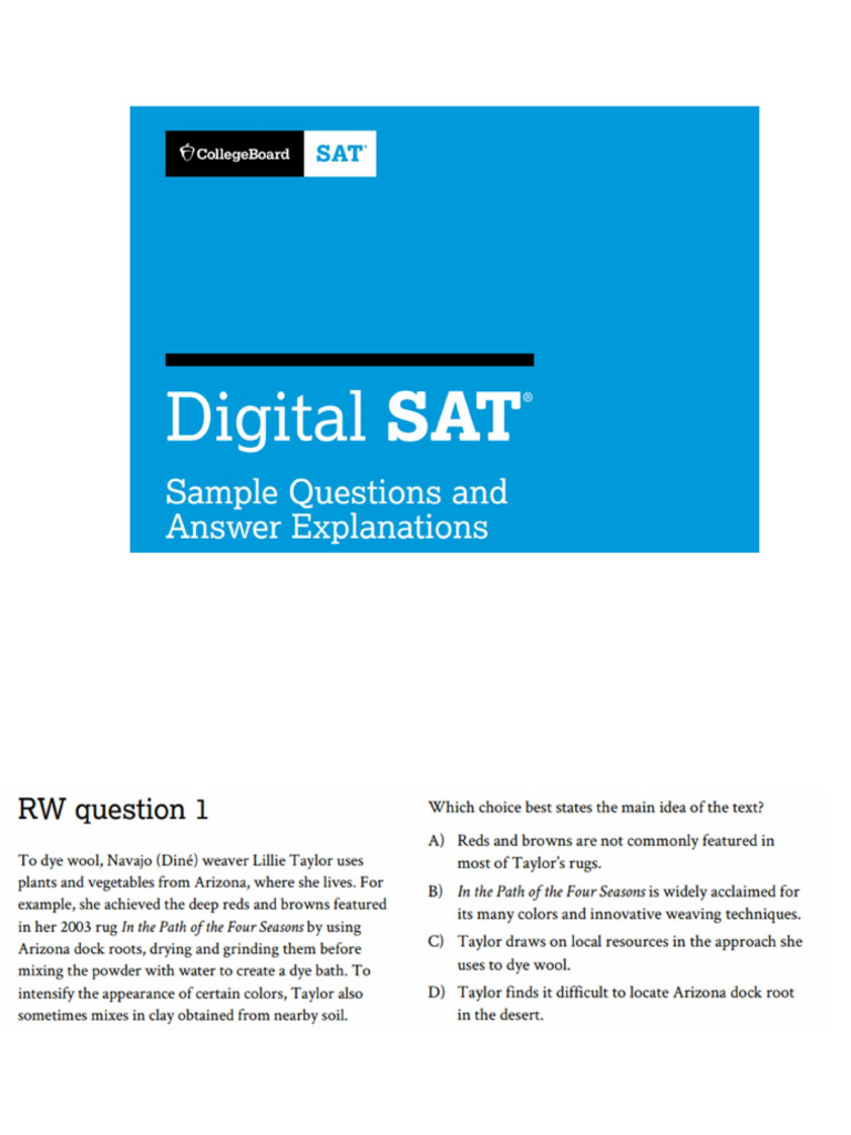 Digital SAT Sample Questions R - W | PDF