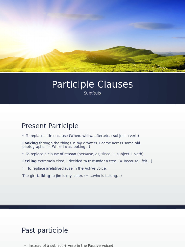 Participle Clauses Grammar Drills 114035 | PDF