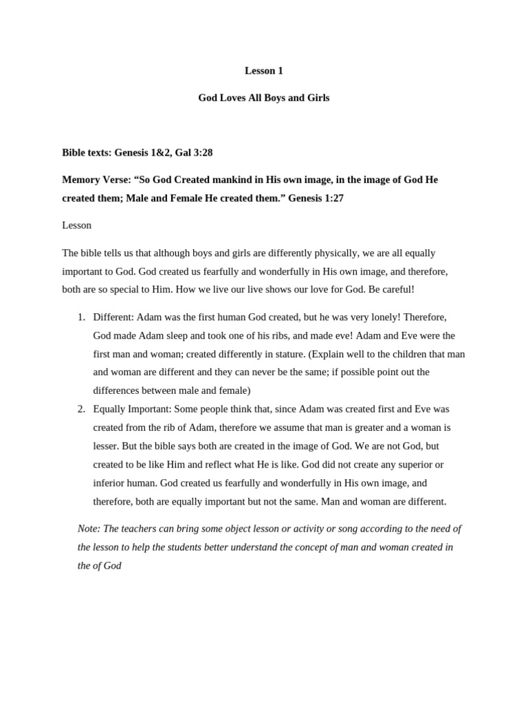 Beginners and Primary 2025 | PDF | Adam | Genesis Creation Narrative