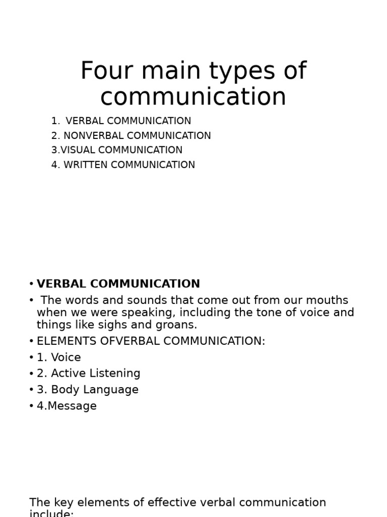 4 Main Types of Communication | PDF | Nonverbal Communication ...