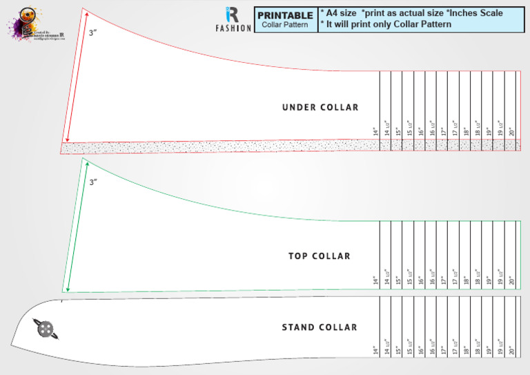 Printable Collar Pattern Sizes | PDF