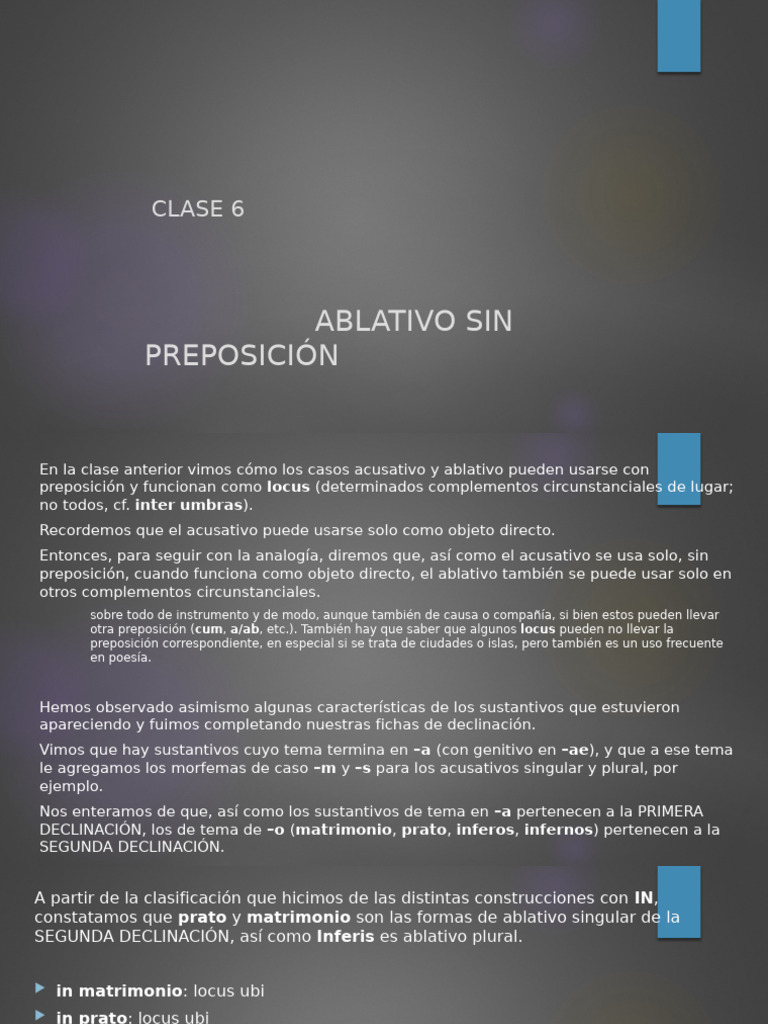 Clase 6 ABLATIVO SIN PREPOSICIÓN | PDF | Oración (Lingüística ...