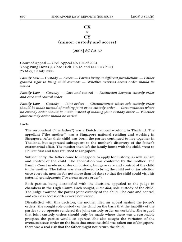 Custody Dispute: CX v CY Appeal | PDF | Child Custody | Appeal
