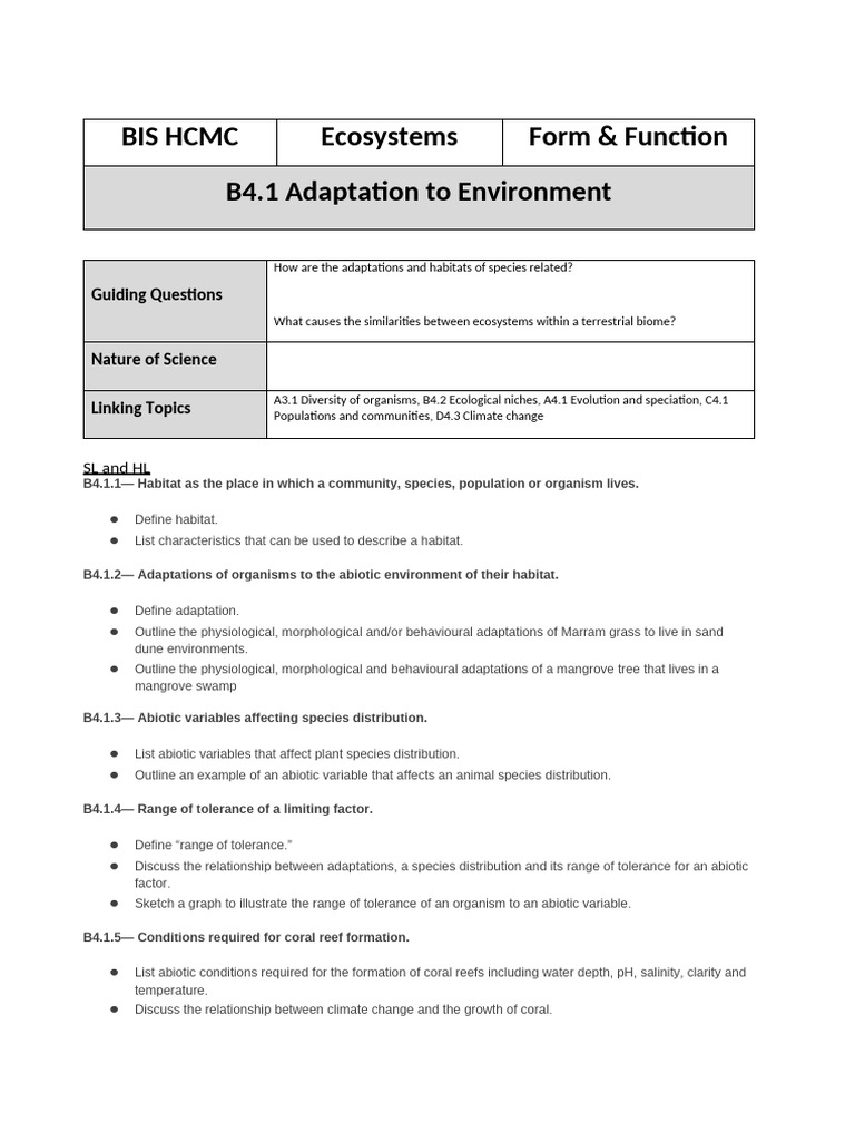 Hong Xu Goh - B4.1 Adaptation To Environment Class Pack | PDF | Forests ...