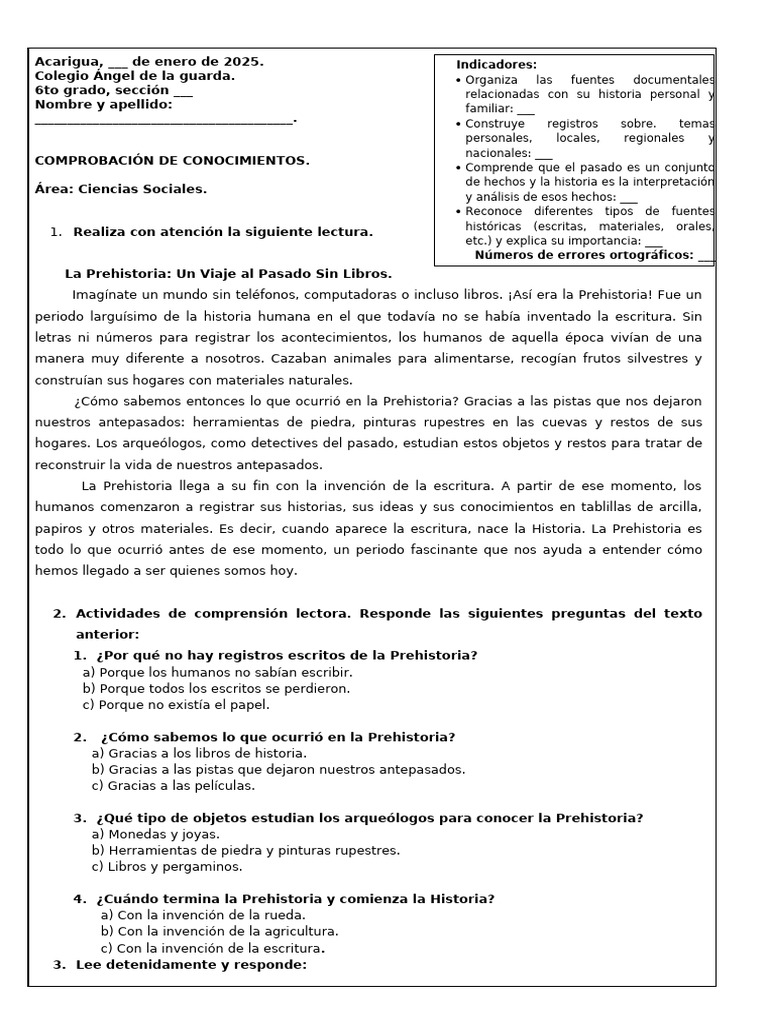 Prueba Ciencias Sociales 1 | PDF
