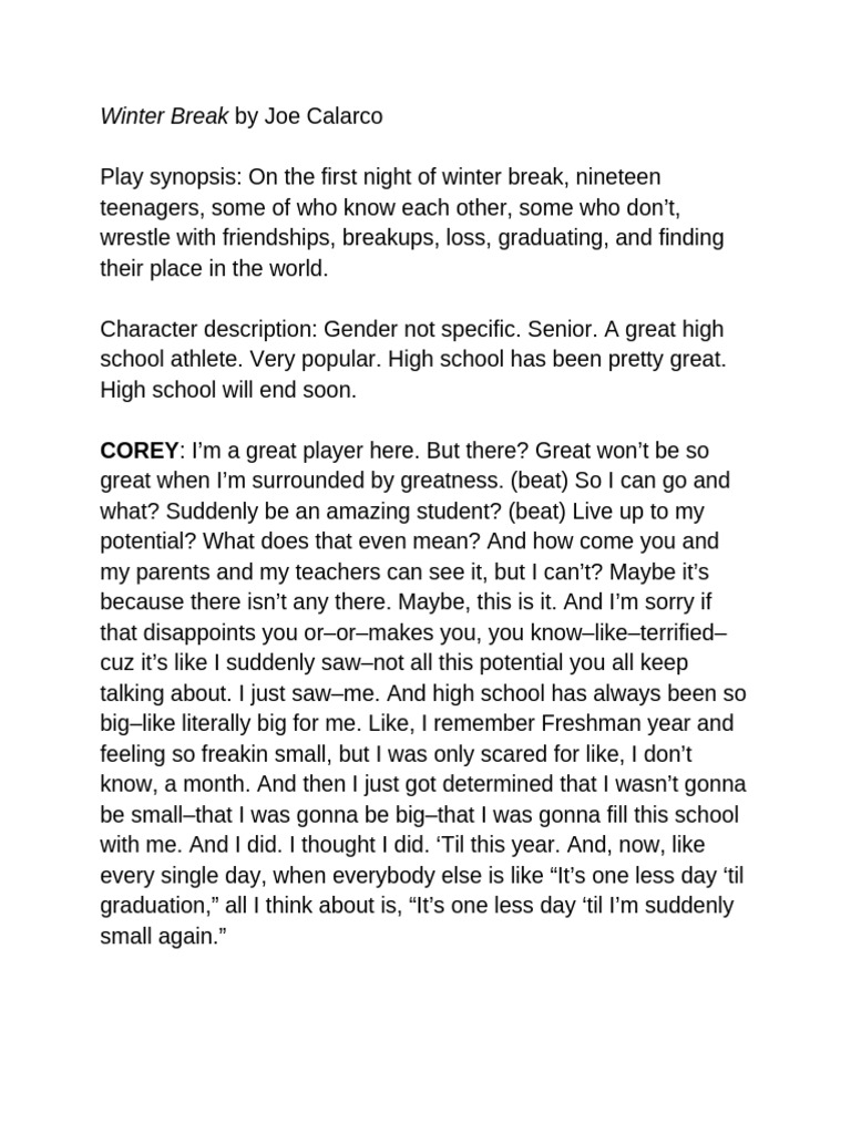 Winter Break by Joe Calarco | PDF