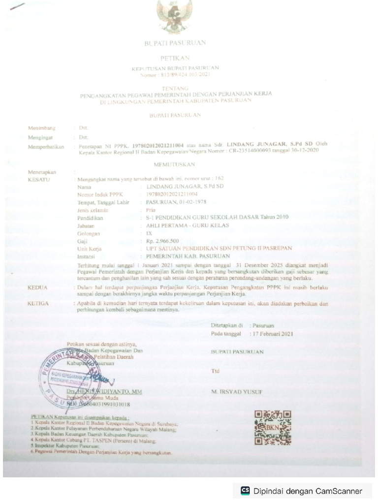 SK P3K Lindang | PDF