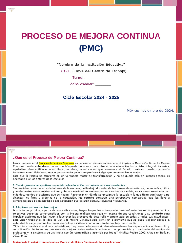 3. Proceso de Mejora Continua PMC y Diagnóstico (2024 - 2025) | PDF | Enseñando | Evaluación